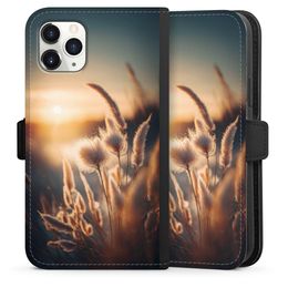 DeinDesign iPhone 11 Pro Handy Klapph&uuml;lle Handyh&uuml;lle aus Kunst Leder schwarz Flip Case Sun Pampasgras Nature Sideflip mit Lasche