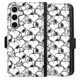 DeinDesign Galaxy S24 Handy Klapph&uuml;lle Handyh&uuml;lle aus Kunst Leder schwarz Flip Case Peanuts Snoopy Muster Sideflip mit Lasche