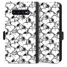 DeinDesign Galaxy S10 Plus Handy Klapph&uuml;lle Handyh&uuml;lle aus Kunst Leder schwarz Flip Case Peanuts Snoopy Muster Sideflip mit Lasche