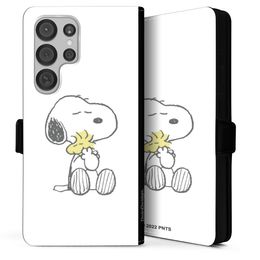 DeinDesign Galaxy S25 Ultra Handy Klapph&uuml;lle Handyh&uuml;lle aus Kunst Leder schwarz Flip Case Snoopy Love Peanuts Sideflip mit Lasche