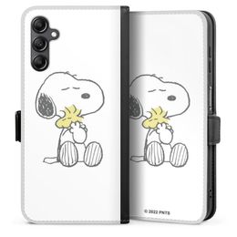 DeinDesign Galaxy A14 5G Handy Klapph&uuml;lle Handyh&uuml;lle aus Kunst Leder schwarz Flip Case Snoopy Love Peanuts Sideflip mit Lasche