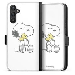 DeinDesign Galaxy A34 5G Handy Klapph&uuml;lle Handyh&uuml;lle aus Kunst Leder schwarz Flip Case Snoopy Love Peanuts Sideflip mit Lasche