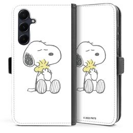 DeinDesign Galaxy A35 5G Handy Klapph&uuml;lle Handyh&uuml;lle aus Kunst Leder schwarz Flip Case Snoopy Love Peanuts Sideflip mit Lasche