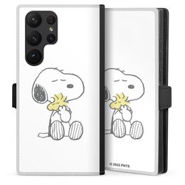 DeinDesign Galaxy S23 Ultra Handy Klapph&uuml;lle Handyh&uuml;lle aus Kunst Leder schwarz Flip Case Snoopy Love Peanuts Sideflip mit Lasche