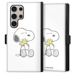 DeinDesign Galaxy S24 Ultra Handy Klapph&uuml;lle Handyh&uuml;lle aus Kunst Leder schwarz Flip Case Snoopy Love Peanuts Sideflip mit Lasche
