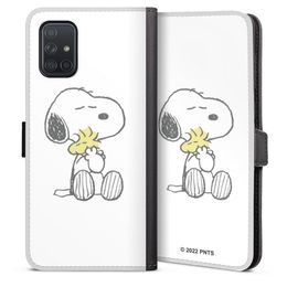 DeinDesign Galaxy A71 Handy Klapph&uuml;lle Handyh&uuml;lle aus Kunst Leder schwarz Flip Case Snoopy Love Peanuts Sideflip mit Lasche
