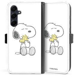 DeinDesign Galaxy A55 5G Handy Klapph&uuml;lle Handyh&uuml;lle aus Kunst Leder schwarz Flip Case Snoopy Love Peanuts Sideflip mit Lasche