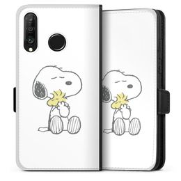 DeinDesign Huawei P30 Lite Handy Klapph&uuml;lle Handyh&uuml;lle aus Kunst Leder schwarz Flip Case Snoopy Love Peanuts Sideflip mit Lasche