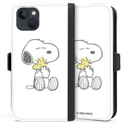 DeinDesign iPhone 13 Handy Klapph&uuml;lle Handyh&uuml;lle aus Kunst Leder schwarz Flip Case Snoopy Love Peanuts Sideflip mit Lasche