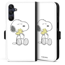 DeinDesign Galaxy A25 5G Handy Klapph&uuml;lle Handyh&uuml;lle aus Kunst Leder schwarz Flip Case Snoopy Love Peanuts Sideflip mit Lasche