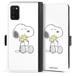 DeinDesign Galaxy A41 Handy Klapph&uuml;lle Handyh&uuml;lle aus Kunst Leder schwarz Flip Case Snoopy Love Peanuts Sideflip mit Lasche