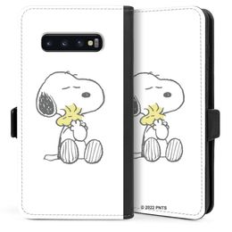 DeinDesign Galaxy S10 Plus Handy Klapph&uuml;lle Handyh&uuml;lle aus Kunst Leder schwarz Flip Case Snoopy Love Peanuts Sideflip mit Lasche