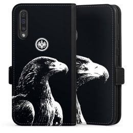 DeinDesign Galaxy A50 Handy Klapph&uuml;lle Handyh&uuml;lle aus Kunst Leder schwarz Flip Case Attila Official Licensed Product Eintracht Frankfurt Sideflip mit Lasche