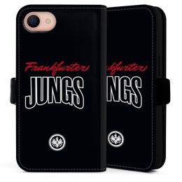 DeinDesign iPhone 16e Handy Klapph&uuml;lle Handyh&uuml;lle aus Kunst Leder schwarz Flip Case Eintracht Frankfurt Sge Official Licensed Product Sideflip mit Lasche
