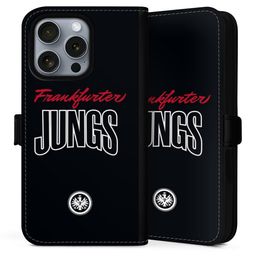 DeinDesign iPhone 16 Pro Max Handy Klapph&uuml;lle Handyh&uuml;lle aus Kunst Leder schwarz Flip Case Eintracht Frankfurt Sge Official Licensed Product Sideflip mit Lasche