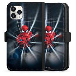 DeinDesign iPhone 11 Pro Handy Klapph&uuml;lle Handyh&uuml;lle aus Kunst Leder schwarz Flip Case Kinofilm Marvel Spiderman Sideflip mit Lasche