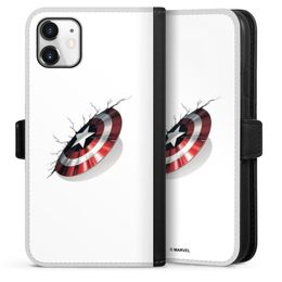 DeinDesign iPhone 11 Handy Klapph&uuml;lle Handyh&uuml;lle aus Kunst Leder schwarz Flip Case Captain America Official Licensed Product Marvel Sideflip mit Lasche