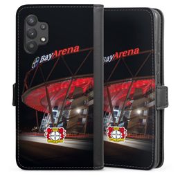 DeinDesign Galaxy A32 4G Handy Klapph&uuml;lle Handyh&uuml;lle aus Kunst Leder schwarz Flip Case Official Licensed Product Bayer 04 Leverkusen Stadium Sideflip mit Lasche