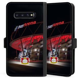 DeinDesign Galaxy S10 Plus Handy Klapph&uuml;lle Handyh&uuml;lle aus Kunst Leder schwarz Flip Case Official Licensed Product Bayer 04 Leverkusen Stadium Sideflip mit 