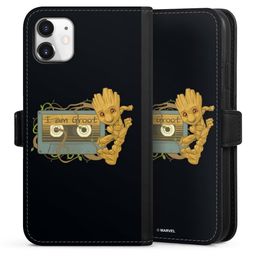 DeinDesign iPhone 11 Handy Klapph&uuml;lle Handyh&uuml;lle aus Kunst Leder schwarz Flip Case Guardians Of The Galaxy Groot Marvel Sideflip mit Lasche