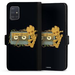DeinDesign Galaxy A51 Handy Klapph&uuml;lle Handyh&uuml;lle aus Kunst Leder schwarz Flip Case Guardians Of The Galaxy Groot Marvel Sideflip mit Lasche
