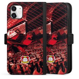DeinDesign iPhone 11 Handy Klapph&uuml;lle Handyh&uuml;lle aus Kunst Leder schwarz Flip Case Merchandise Official Licensed Product Bayer 04 Leverkusen Sideflip mit Lasche