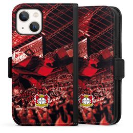 DeinDesign Galaxy A51 Handy Klapph&uuml;lle Handyh&uuml;lle aus Kunst Leder schwarz Flip Case Merchandise Official Licensed Product Bayer 04 Leverkusen Sideflip mit Lasche