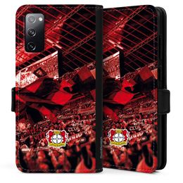 DeinDesign Galaxy S20 Handy Klapph&uuml;lle Handyh&uuml;lle aus Kunst Leder schwarz Flip Case Merchandise Official Licensed Product Bayer 04 Leverkusen Sideflip mit Lasche