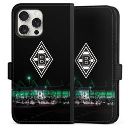 DeinDesign iPhone 15 Pro Max Handy Klapph&uuml;lle Handyh&uuml;lle aus Kunst Leder schwarz Flip Case Borussia M&ouml;nchengladbach Official Licensed Product Stadium Sideflip 