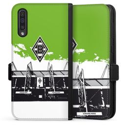 DeinDesign Galaxy A50 Handy Klapph&uuml;lle Handyh&uuml;lle aus Kunst Leder schwarz Flip Case Merchandise Borussia M&ouml;nchengladbach Stadium Sideflip mit Lasche