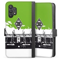 DeinDesign Galaxy A32 4G Handy Klapph&uuml;lle Handyh&uuml;lle aus Kunst Leder schwarz Flip Case Merchandise Borussia M&ouml;nchengladbach Stadium Sideflip mit Lasche