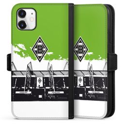 DeinDesign iPhone 11 Handy Klapph&uuml;lle Handyh&uuml;lle aus Kunst Leder schwarz Flip Case Merchandise Borussia M&ouml;nchengladbach Stadium Sideflip mit Lasche