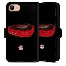 DeinDesign iPhone 16e Handy Klapph&uuml;lle Handyh&uuml;lle aus Kunst Leder schwarz Flip Case Fc Bayern M&uuml;nchen Fcb Official Licensed Product Stadium Sideflip mit Lasche