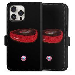 DeinDesign iPhone 15 Pro Max Handy Klapph&uuml;lle Handyh&uuml;lle aus Kunst Leder schwarz Flip Case Fc Bayern M&uuml;nchen Fcb Official Licensed Product Stadium Sideflip mit 