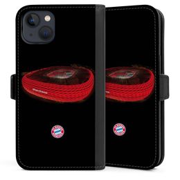 DeinDesign iPhone 13 Handy Klapph&uuml;lle Handyh&uuml;lle aus Kunst Leder schwarz Flip Case Fc Bayern M&uuml;nchen Fcb Official Licensed Product Stadium Sideflip mit Lasche