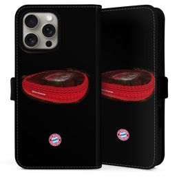 DeinDesign iPhone 16 Pro Handy Klapph&uuml;lle Handyh&uuml;lle aus Kunst Leder schwarz Flip Case Fc Bayern M&uuml;nchen Fcb Official Licensed Product Stadium Sideflip mit 