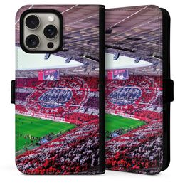 DeinDesign iPhone 16 Pro Handy Klapph&uuml;lle Handyh&uuml;lle aus Kunst Leder schwarz Flip Case Stadium Fcb Fc Bayern M&uuml;nchen Sideflip mit Lasche