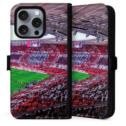DeinDesign iPhone 16 Pro Max Handy Klapph&uuml;lle Handyh&uuml;lle aus Kunst Leder schwarz Flip Case Stadium Fcb Fc Bayern M&uuml;nchen Sideflip mit Lasche