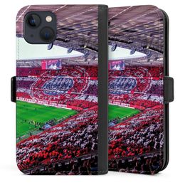 DeinDesign iPhone 13 Handy Klapph&uuml;lle Handyh&uuml;lle aus Kunst Leder schwarz Flip Case Stadium Fcb Fc Bayern M&uuml;nchen Sideflip mit Lasche