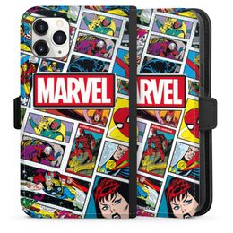 DeinDesign iPhone 11 Pro Handy Klapph&uuml;lle Handyh&uuml;lle aus Kunst Leder schwarz Flip Case Muster Comic Marvel Sideflip mit Lasche