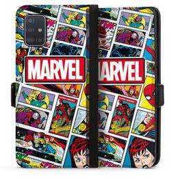 DeinDesign Galaxy A51 Handy Klapph&uuml;lle Handyh&uuml;lle aus Kunst Leder schwarz Flip Case Muster Comic Marvel Sideflip mit Lasche