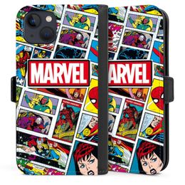 DeinDesign iPhone 13 Handy Klapph&uuml;lle Handyh&uuml;lle aus Kunst Leder schwarz Flip Case Muster Comic Marvel Sideflip mit Lasche