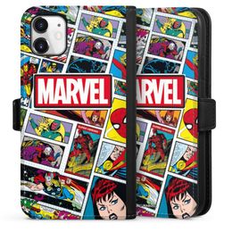 DeinDesign iPhone 11 Handy Klapph&uuml;lle Handyh&uuml;lle aus Kunst Leder schwarz Flip Case Muster Comic Marvel Sideflip mit Lasche