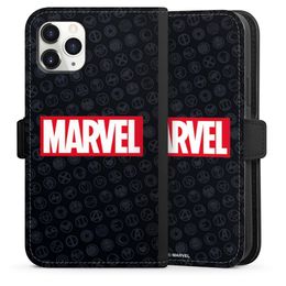 DeinDesign iPhone 11 Pro Handy Klapph&uuml;lle Handyh&uuml;lle aus Kunst Leder schwarz Flip Case Logo Marvel Comic Sideflip mit Lasche