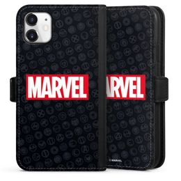 DeinDesign iPhone 11 Handy Klapph&uuml;lle Handyh&uuml;lle aus Kunst Leder schwarz Flip Case Logo Marvel Comic Sideflip mit Lasche