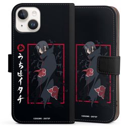 DeinDesign iPhone 14 Handy Klapph&uuml;lle Handyh&uuml;lle aus Kunst Leder schwarz Flip Case Official Licensed Product Naruto Shippuden Itachi Uchiha Sideflip mit Lasche