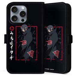 DeinDesign iPhone 16 Pro Max Handy Klapph&uuml;lle Handyh&uuml;lle aus Kunst Leder schwarz Flip Case Official Licensed Product Naruto Shippuden Itachi Uchiha Sideflip mit 