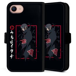 DeinDesign iPhone 16e Handy Klapph&uuml;lle Handyh&uuml;lle aus Kunst Leder schwarz Flip Case Official Licensed Product Naruto Shippuden Itachi Uchiha Sideflip mit Lasche
