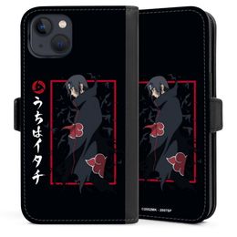 DeinDesign iPhone 13 Handy Klapph&uuml;lle Handyh&uuml;lle aus Kunst Leder schwarz Flip Case Official Licensed Product Naruto Shippuden Itachi Uchiha Sideflip mit Lasche