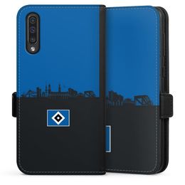 DeinDesign Galaxy A50 Handy Klapph&uuml;lle Handyh&uuml;lle aus Kunst Leder schwarz Flip Case Hsv Skyline Hamburg Sideflip mit Lasche